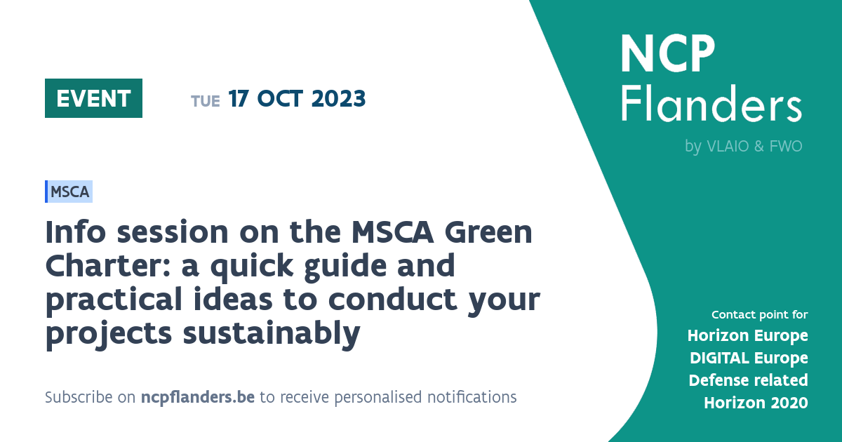 EVENT - Info session on the MSCA Green Charter: a qui... | NCP Flanders