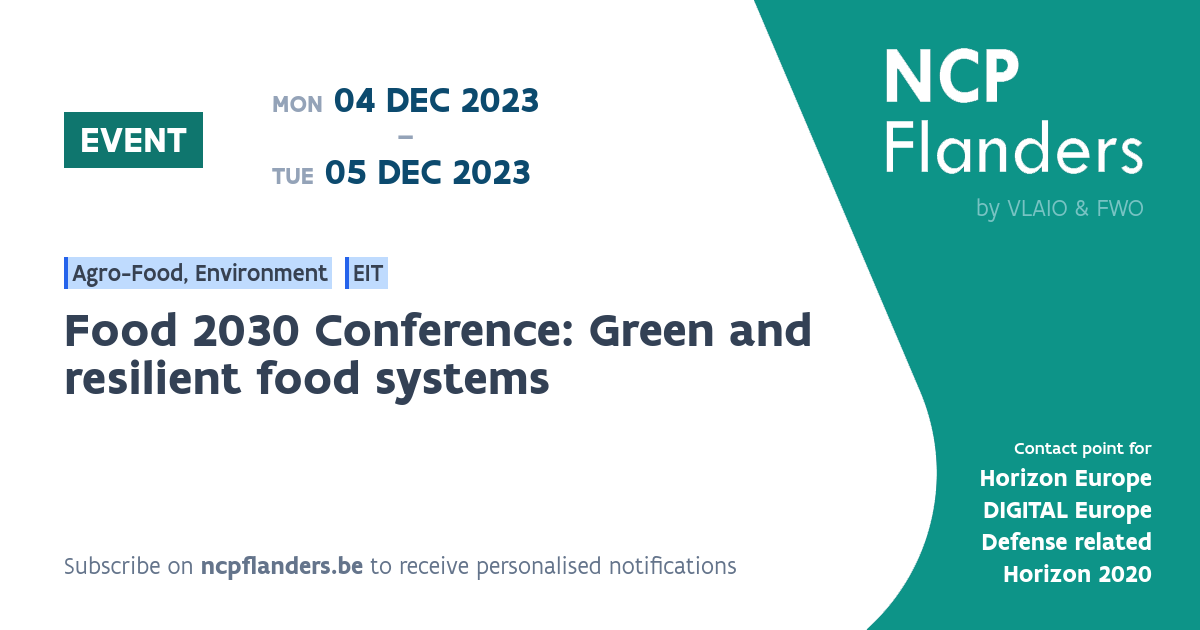 EVENT - Food 2030 Conference: Green and resilient foo... | NCP Flanders