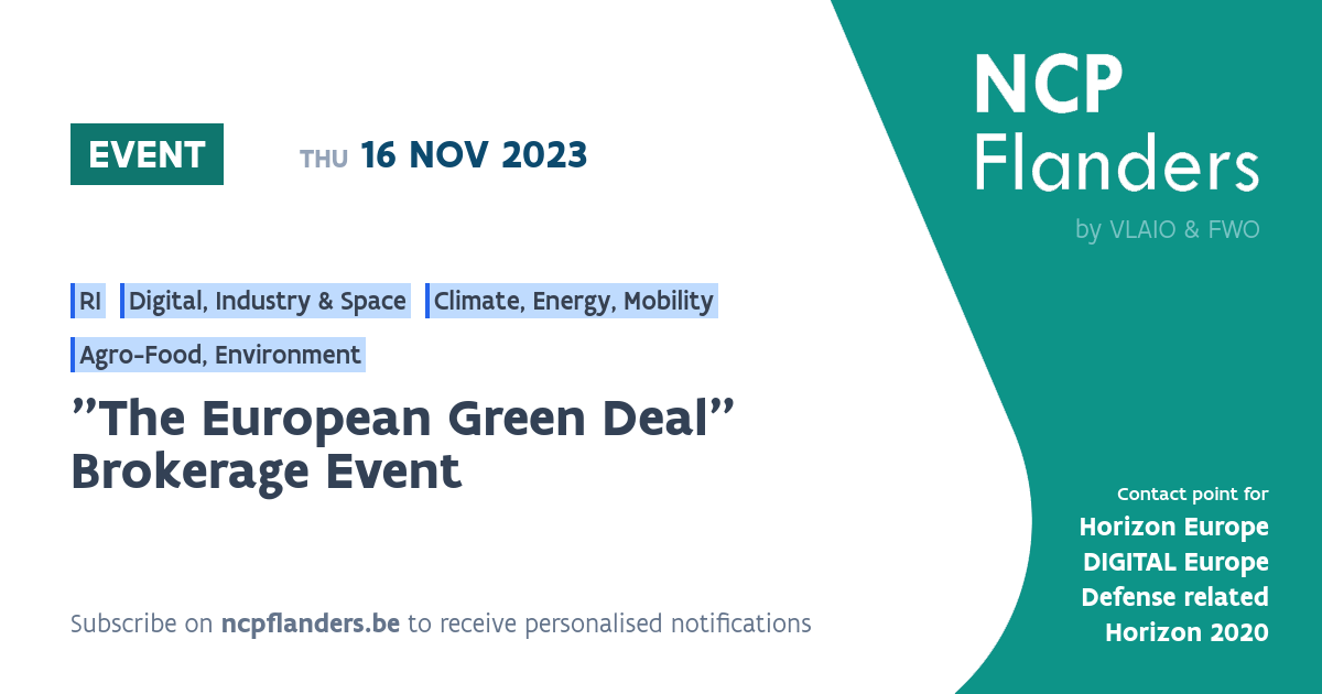 EVENT - "The European Green Deal” Brokerage Event | NCP Flanders
