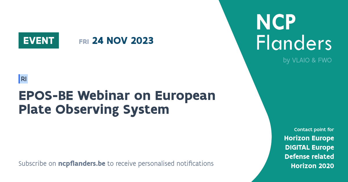 EVENT - EPOS-BE Webinar on European Plate Observing S... | NCP Flanders