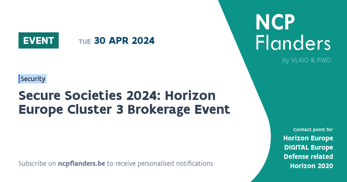 EVENT - Secure Societies 2024: Horizon Europe Cluster... | NCP Flanders