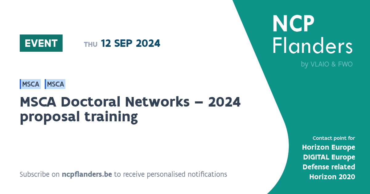 EVENT - MSCA Doctoral Networks – 2024 proposal traini... | NCP Flanders