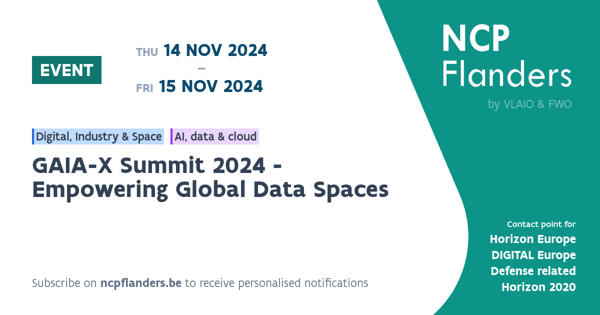 EVENT - GAIA-X Summit 2024 - Empowering Global Data S... | NCP Flanders