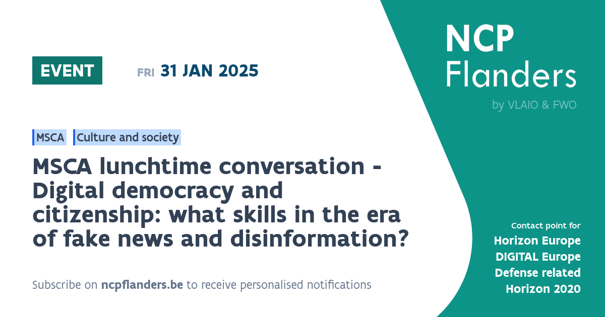 EVENT - MSCA lunchtime conversation - Digital democra... | NCP Flanders