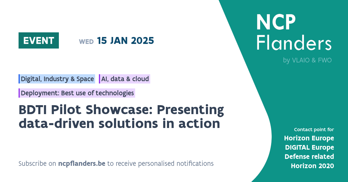 EVENT - BDTI Pilot Showcase: Presenting data-driven s... | NCP Flanders