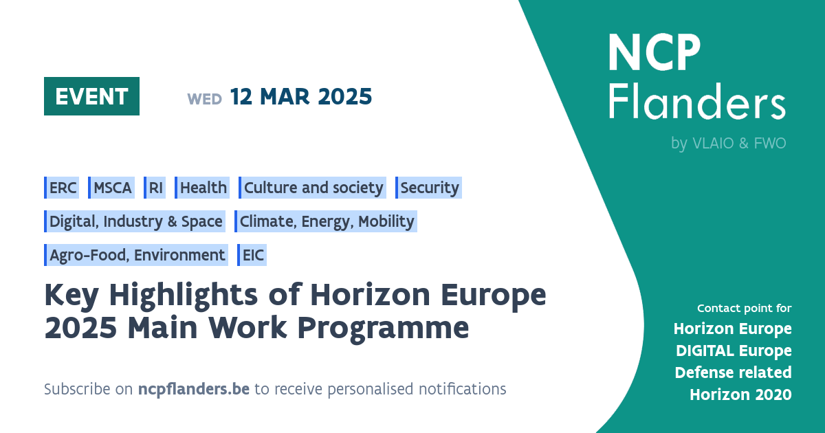 EVENT - Key Highlights of Horizon Europe 2025 Main Wo... | NCP Flanders