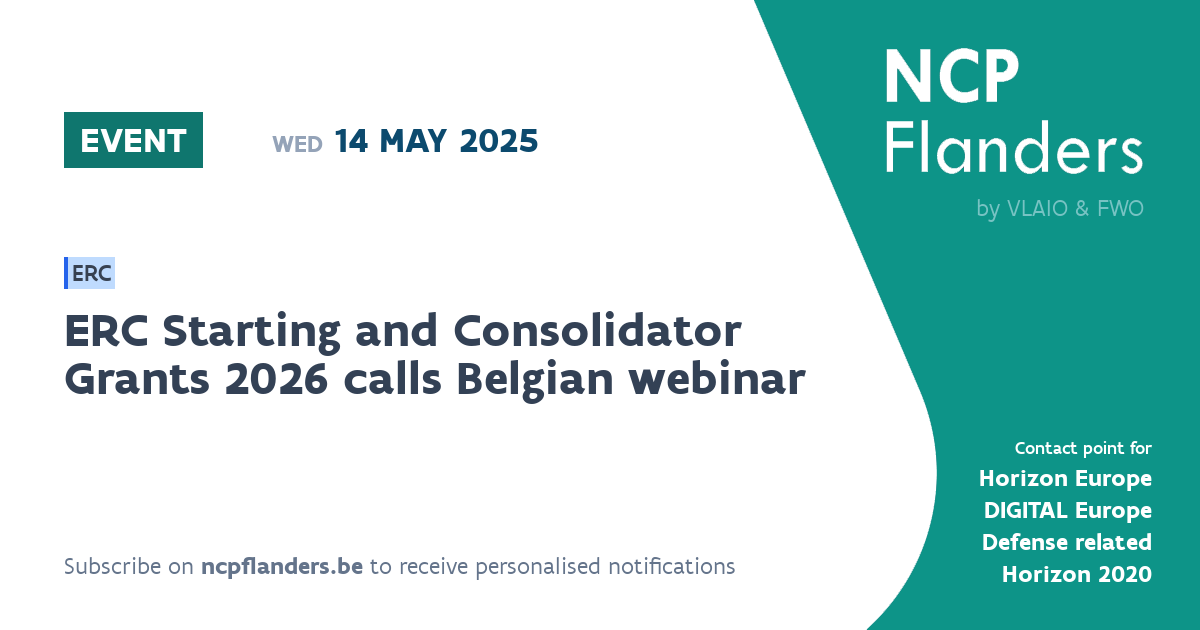 EVENT - ERC Starting and Consolidator Grants 2026 cal... | NCP Flanders
