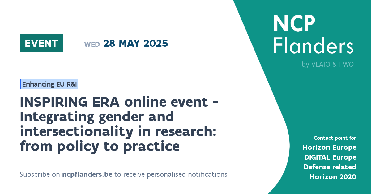 EVENT - INSPIRING ERA online event - Integrating gend... | NCP Flanders