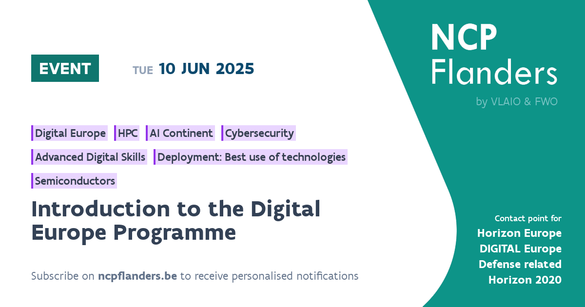 EVENT - Introduction to the Digital Europe Programme | NCP Flanders