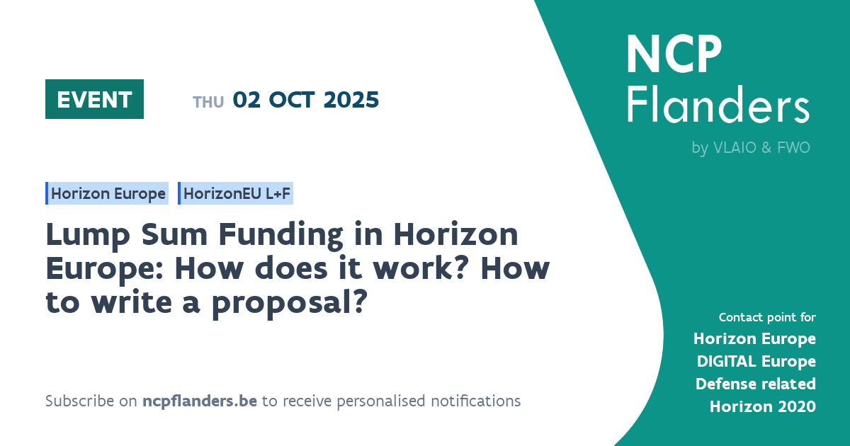 EVENT - Lump Sum Funding in Horizon Europe: How does... | NCP Flanders