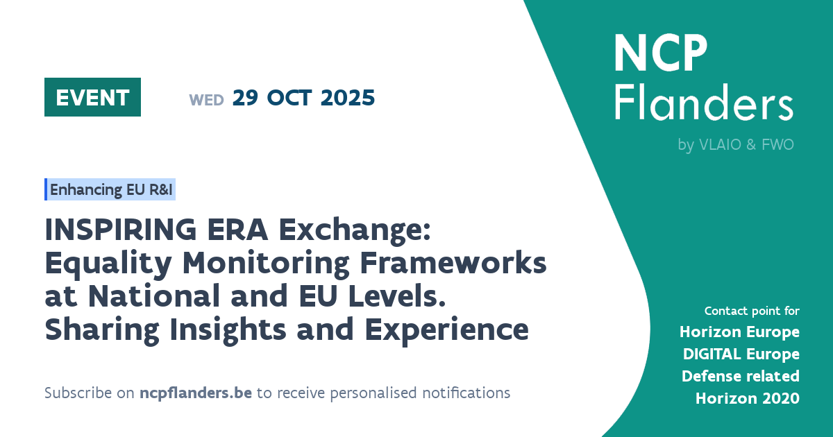 EVENT - INSPIRING ERA Exchange: Equality Monitoring F... | NCP Flanders