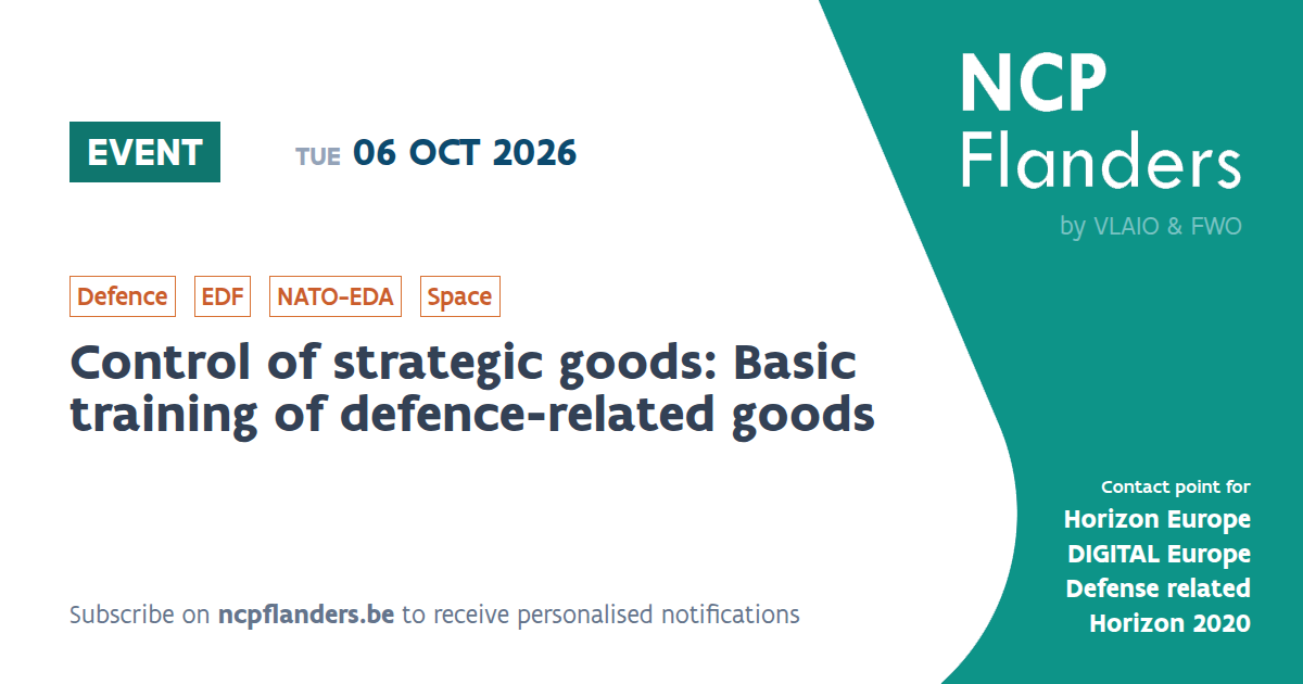 EVENT - Control of strategic goods: Basic training of... | NCP Flanders