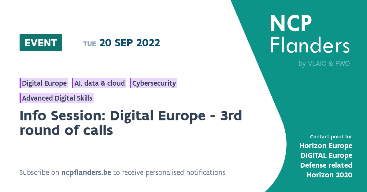 EVENT - Info Session: Digital Europe - 3rd round of c... | NCP Flanders