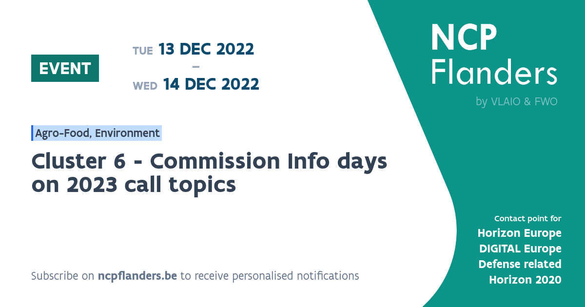 EVENT - Cluster 6 - Commission Info days on 2023 call... | NCP Flanders