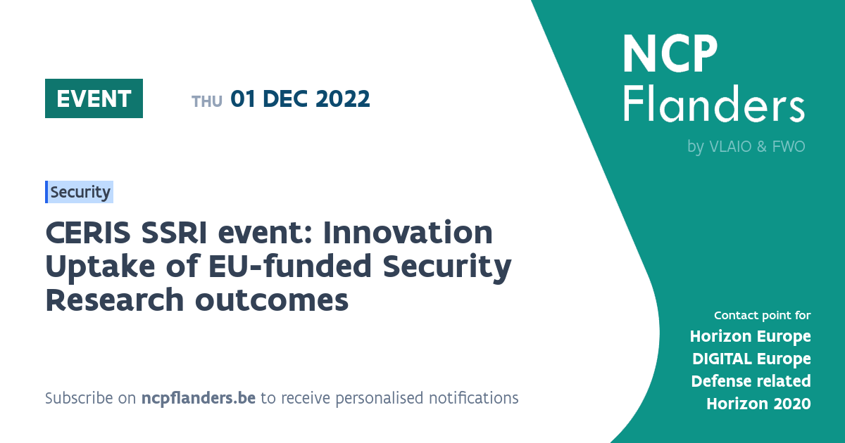 EVENT - CERIS SSRI event: Innovation Uptake of EU-fun... | NCP Flanders