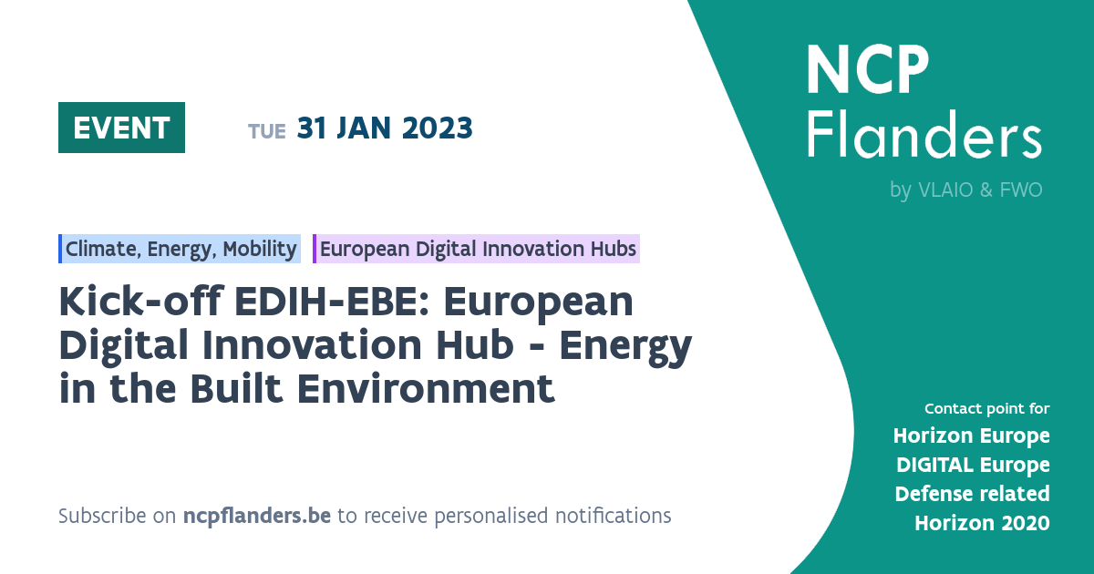 EVENT - Kick-off EDIH-EBE: European Digital Innovatio... | NCP Flanders