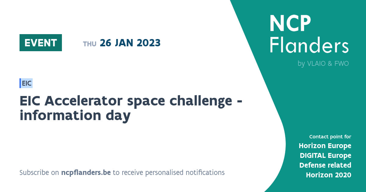 EVENT - EIC Accelerator space challenge - information... | NCP Flanders