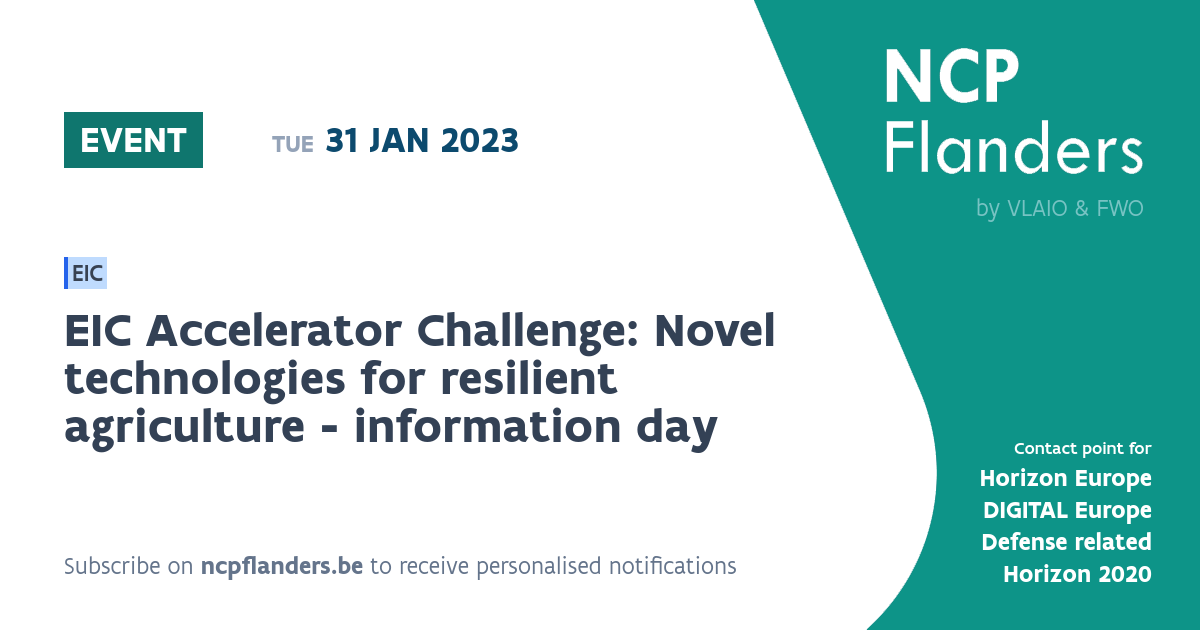 EVENT - EIC Accelerator Challenge: Novel technologies... | NCP Flanders