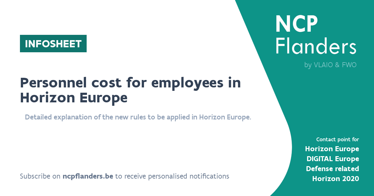 INFOSHEET - Personnel cost for employees in Horizon E... | NCP Flanders