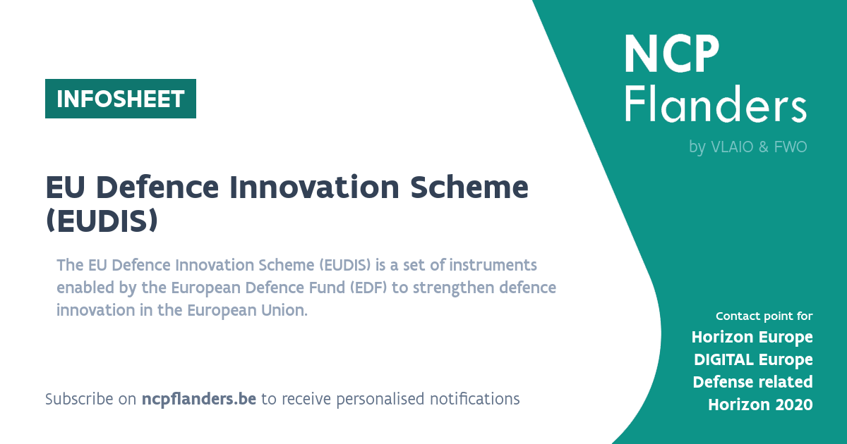 INFOSHEET - EU Defence Innovation Scheme (EUDIS) | NCP Flanders