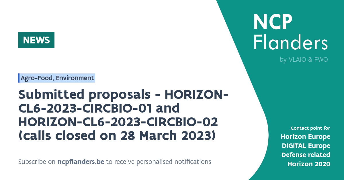 NEWS - Submitted proposals - HORIZON-CL6-2023-CIRCBIO-01 and HO ...