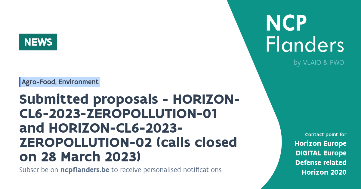 NEWS - Submitted proposals - HORIZON-CL6-2023-ZEROPOLLUTION-01... | NCP ...