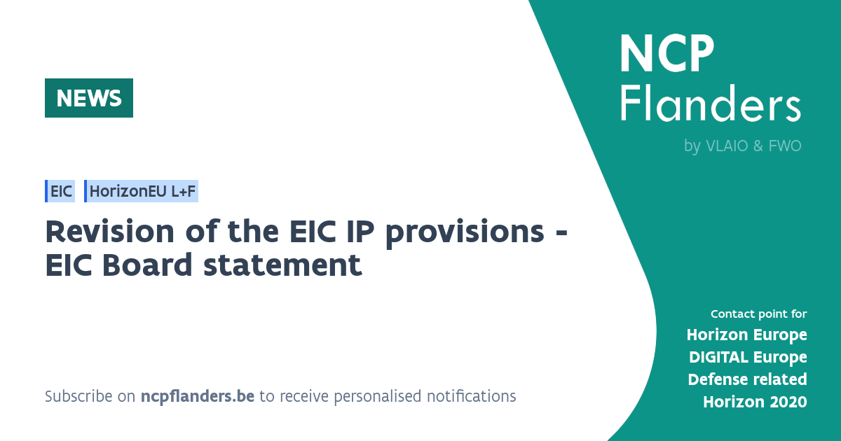 NEWS - Revision of the EIC IP provisions - EIC Board statement | NCP ...