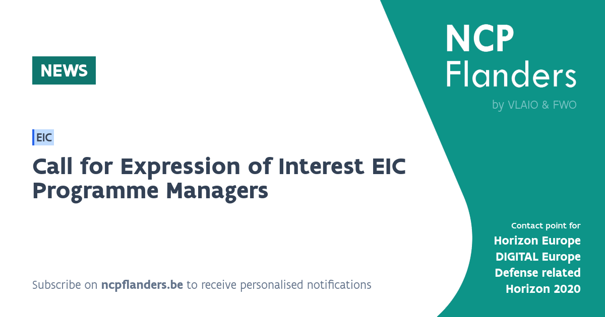 NEWS - Call for Expression of Interest EIC Programme Managers | NCP ...