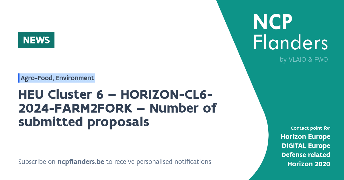 NEWS - HEU Cluster 6 – HORIZON-CL6-2024-FARM2FORK – Number of s ...