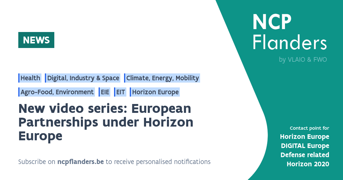 NEWS - New video series: European Partnerships under Horizon Eu ...