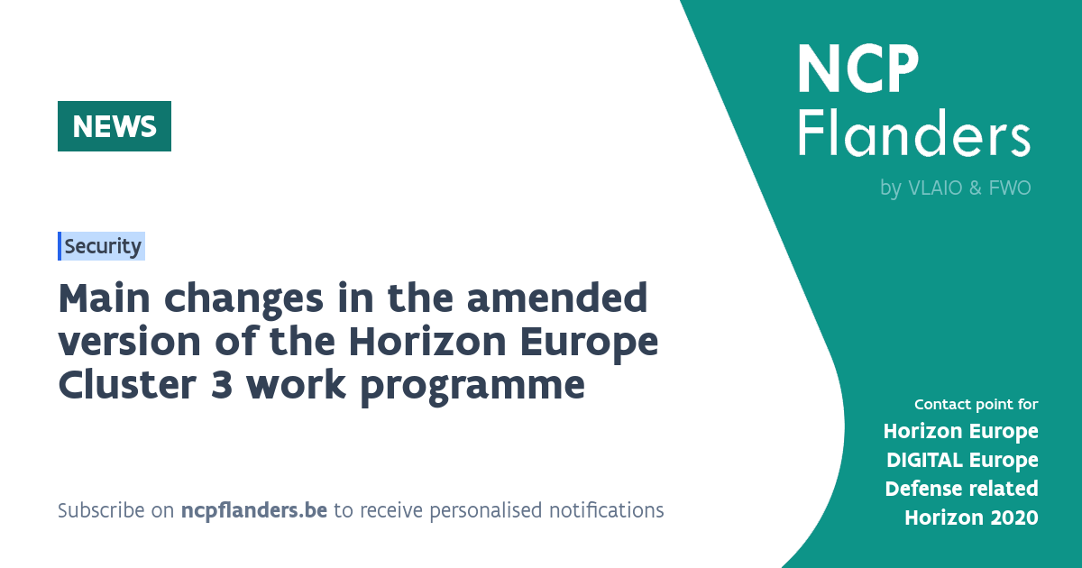 NEWS - Main changes in the amended version of the Horizon Europ... | NCP Flanders