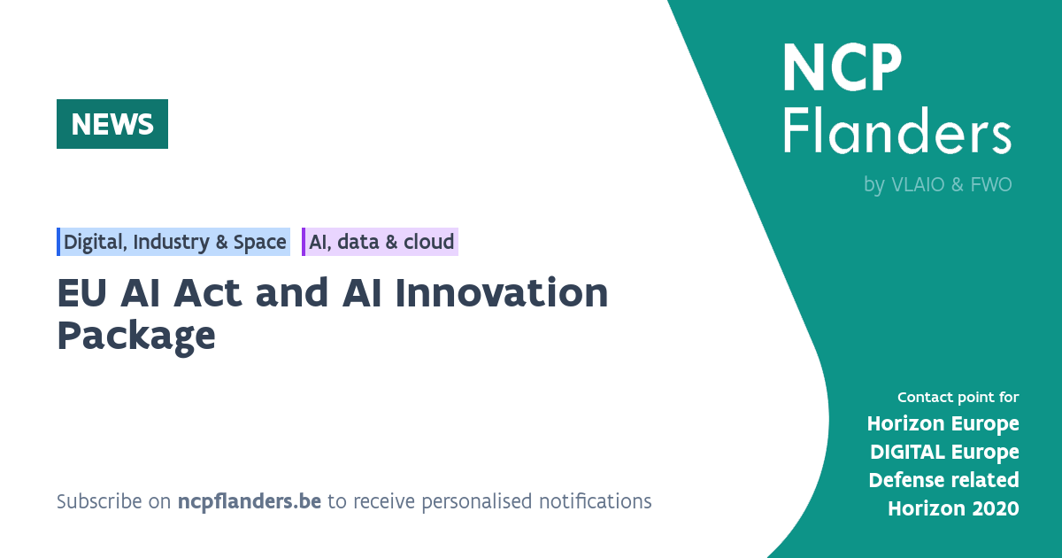 NEWS - EU AI Act and AI Innovation Package | NCP Flanders