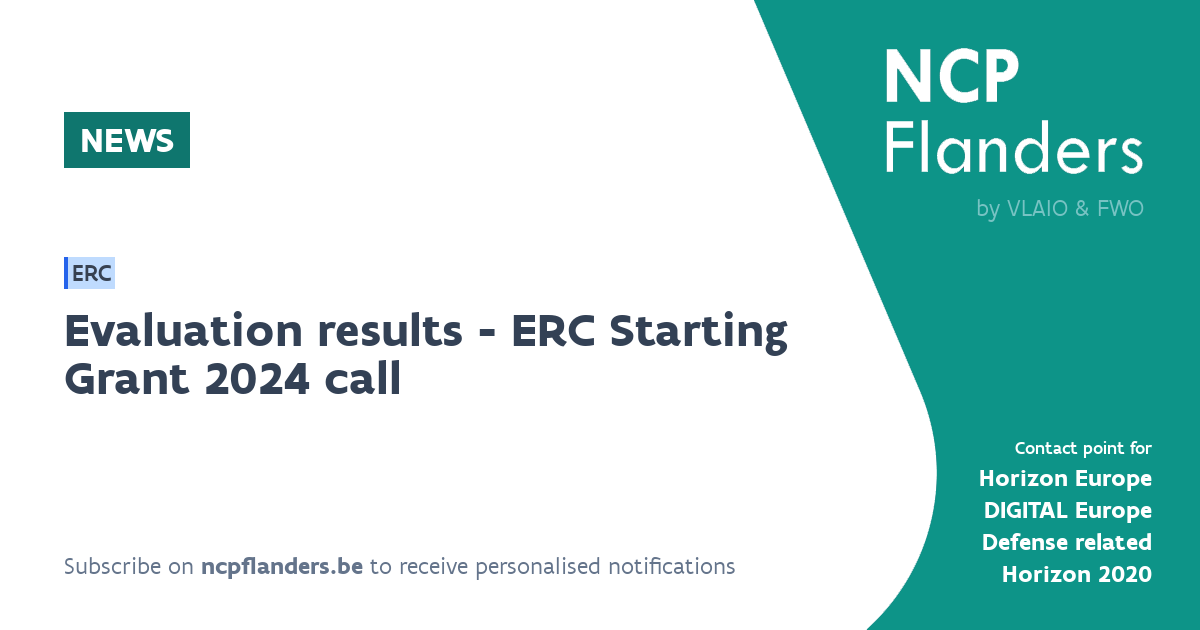 NEWS - Evaluation results - ERC Starting Grant 2024 call | NCP Flanders