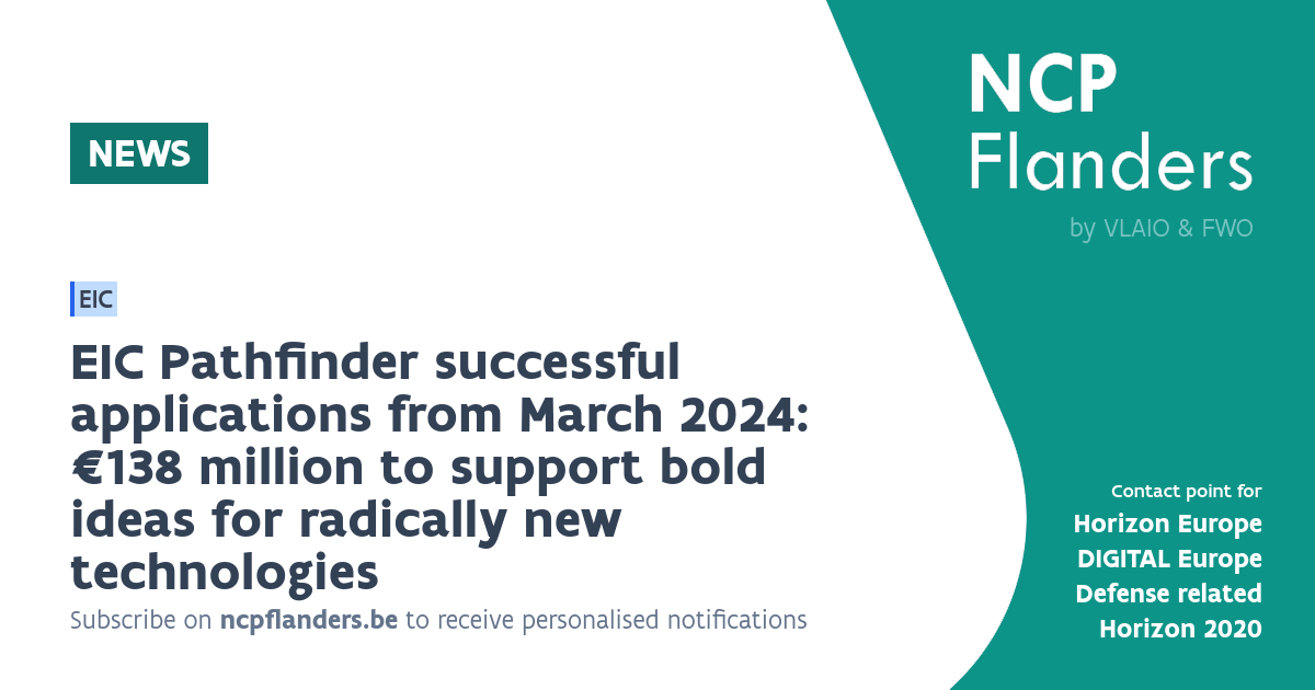 NEWS - EIC Pathfinder successful applications from March 2024:... | NCP ...
