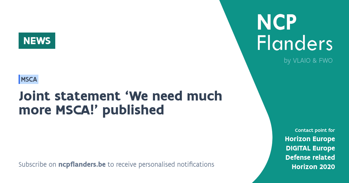 NEWS - Joint statement ‘We need much more MSCA!’ published | NCP Flanders