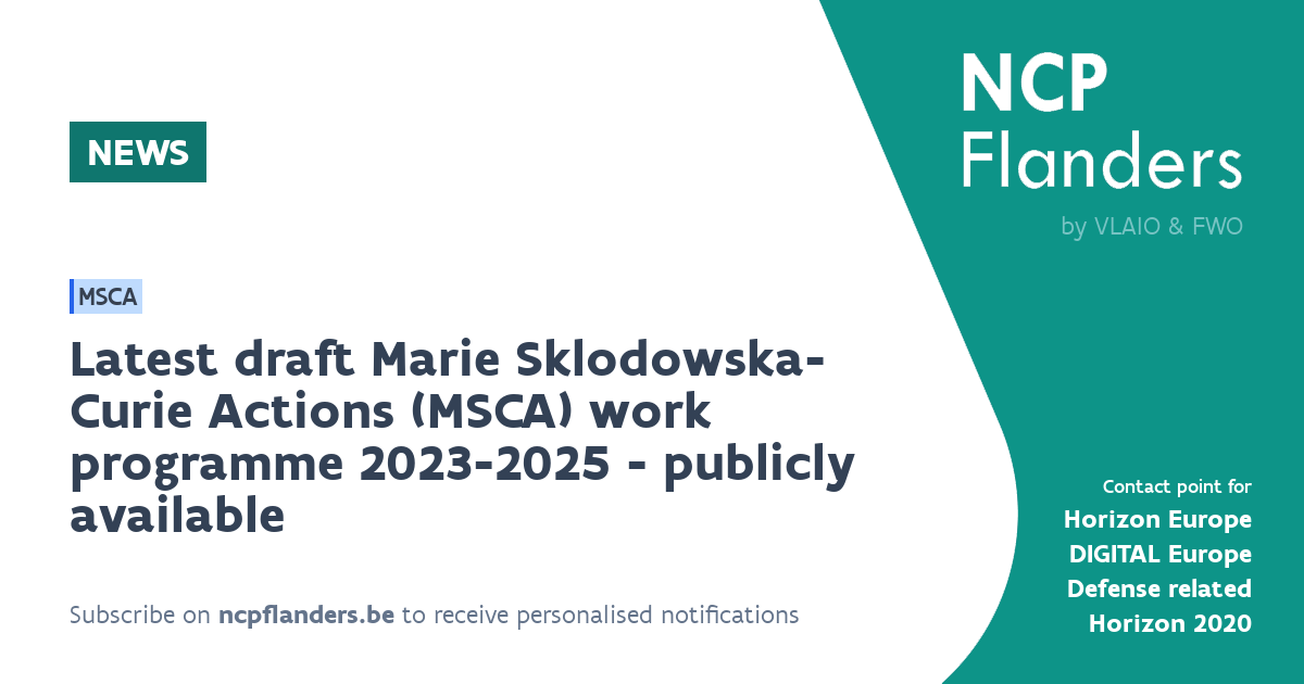 NEWS - Latest draft Marie Sklodowska-Curie Actions (MSCA) work... | NCP ...