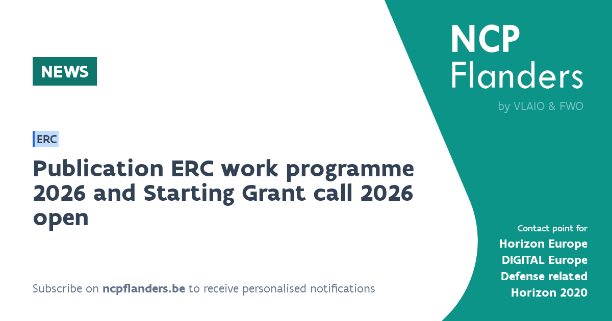 NEWS - Publication ERC work programme 2026 and Starting Grant c ...