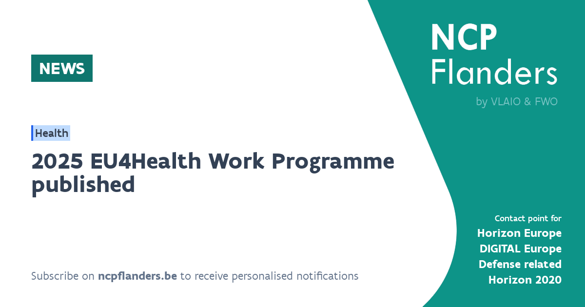 NEWS - 2025 EU4Health Work Programme published | NCP Flanders