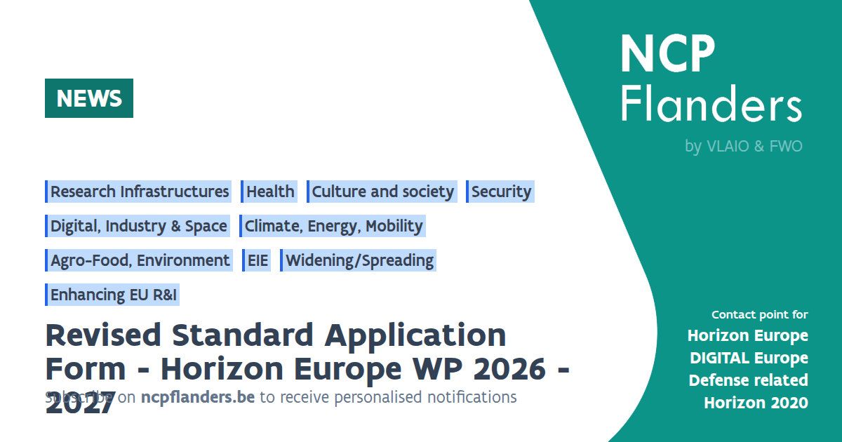 NEWS - Revised Standard Application Form - Horizon Europe WP 20 ...