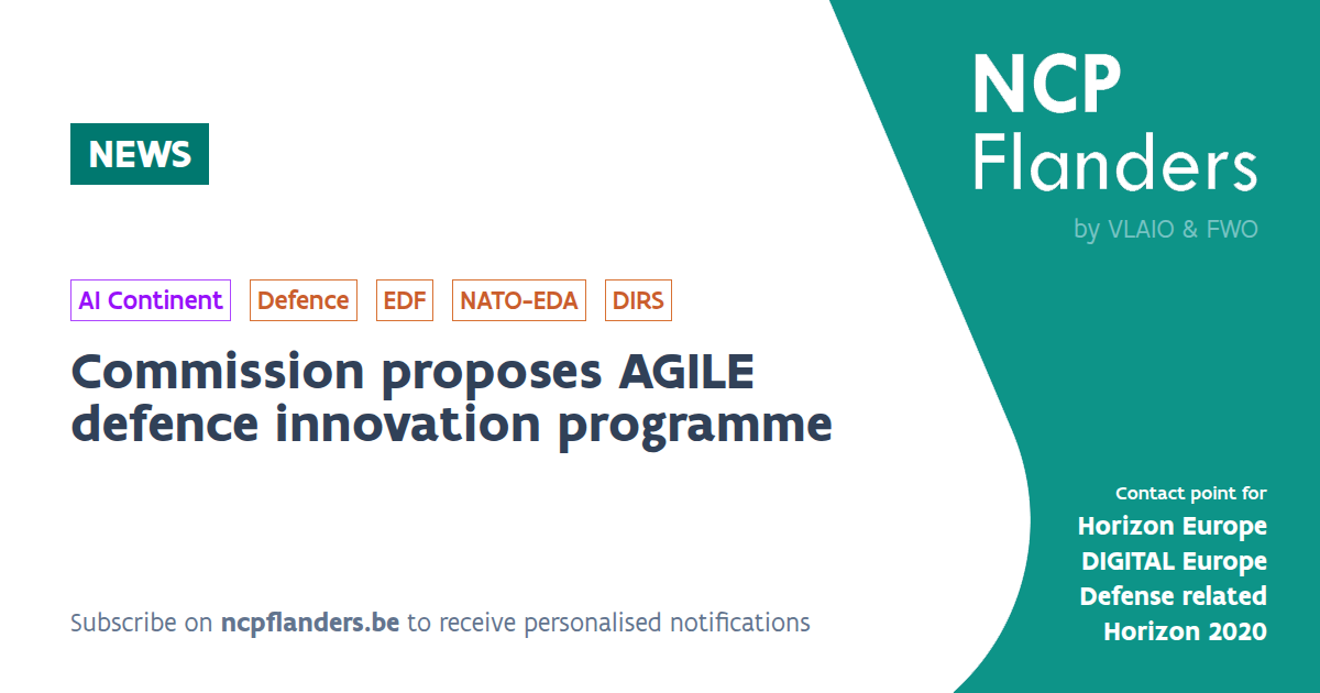 NEWS - Commission proposes AGILE defence innovation programme | NCP ...