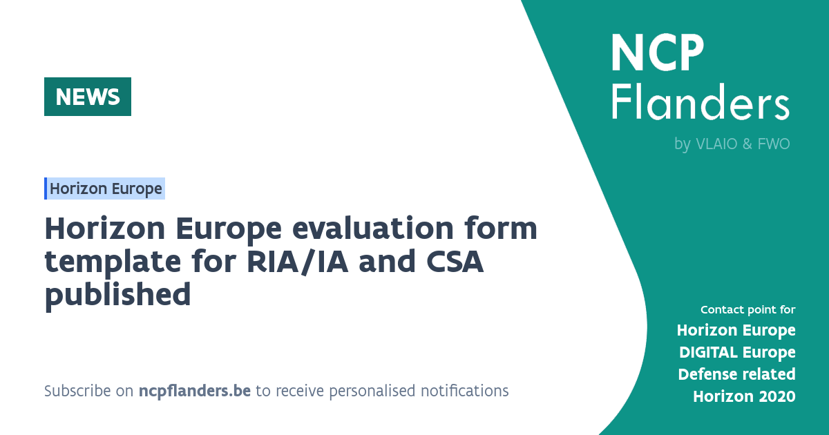 NEWS - Horizon Europe evaluation form template for RIA/IA and C ...