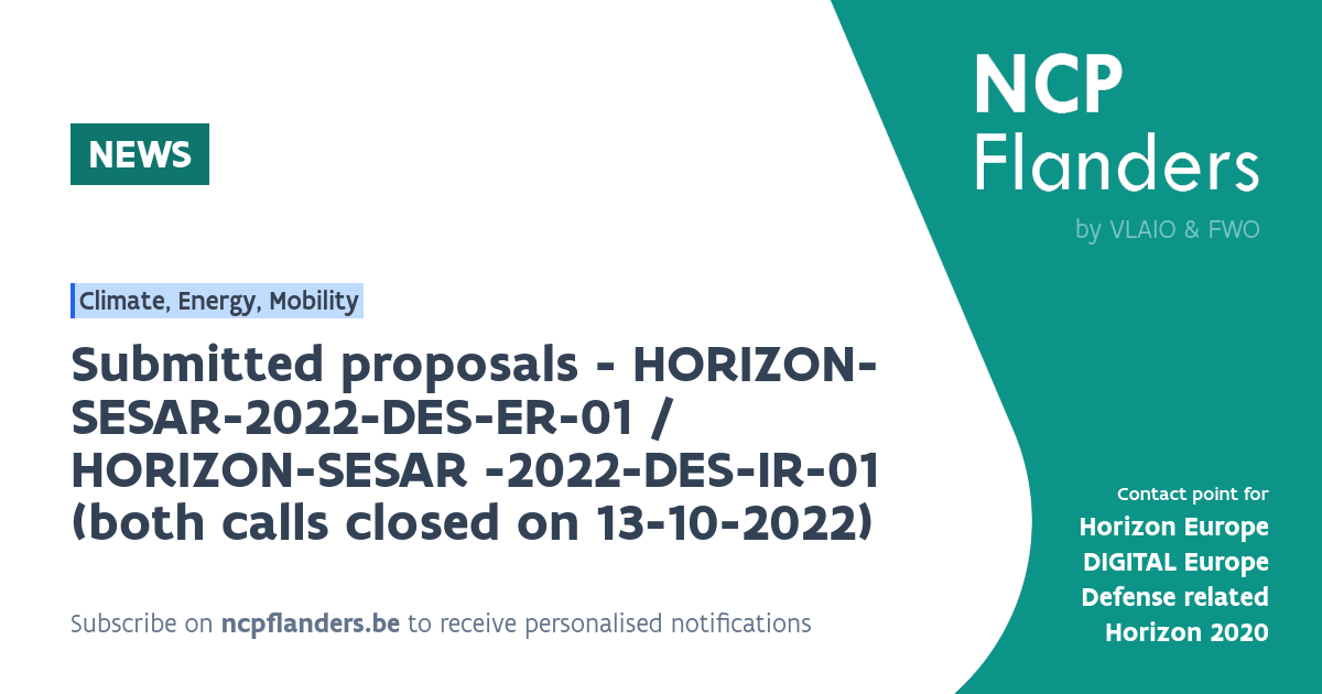 NEWS - Submitted proposals - HORIZON-SESAR-2022-DES-ER-01 / HOR ...